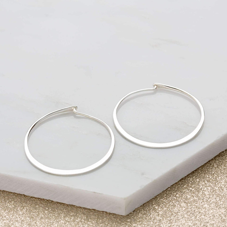 Flat Hoop Earrings hoops Gold Silver hypoallergenic classic australia ...